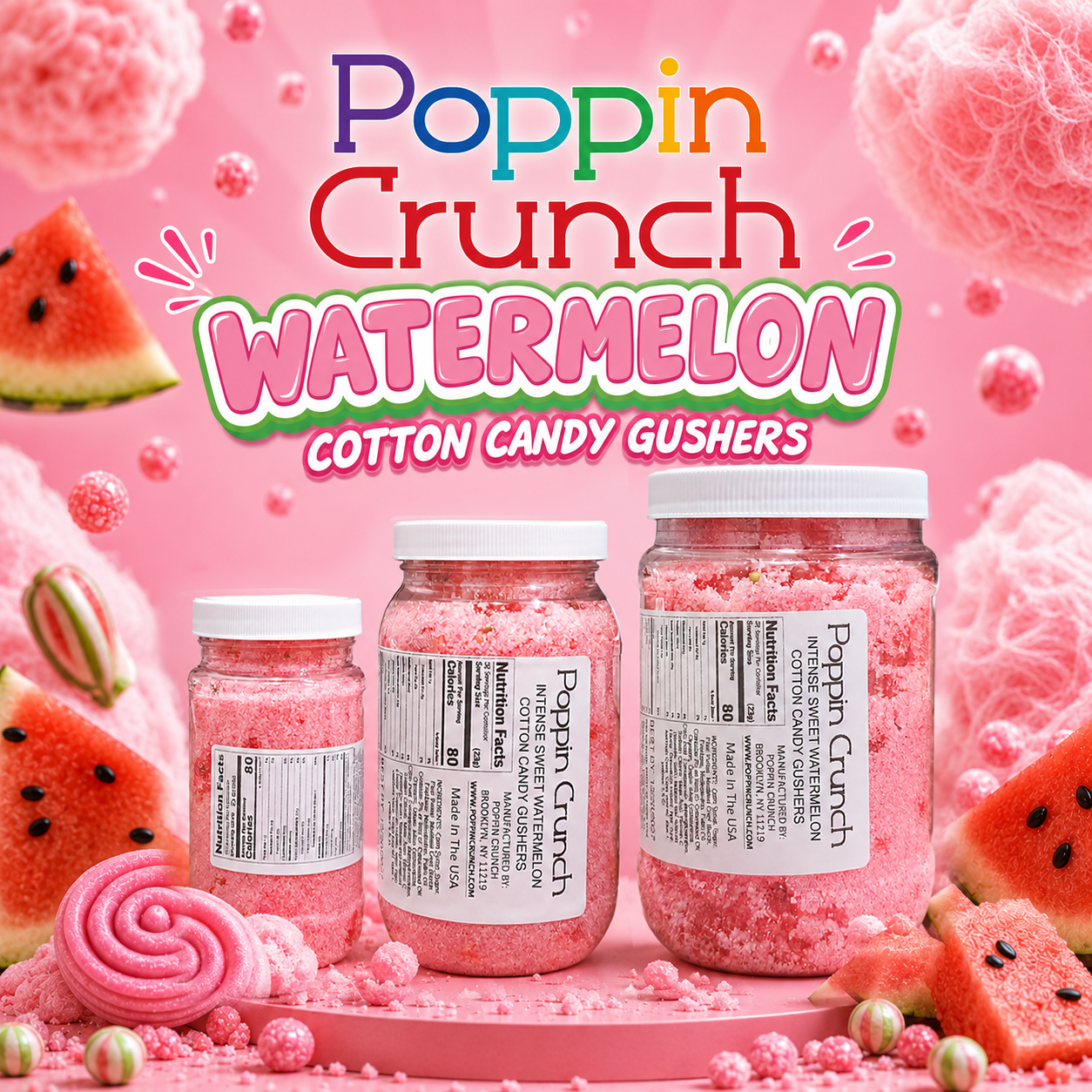 Poppin Crunch Intense Watermelon Cotton Candy Gushers - Choice of Swee